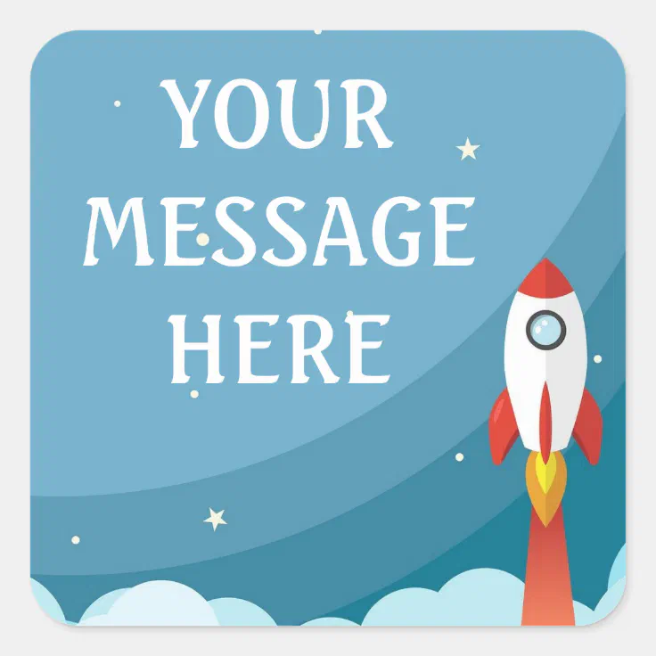 Space Rocket background - Customize your own Square Sticker | Zazzle
