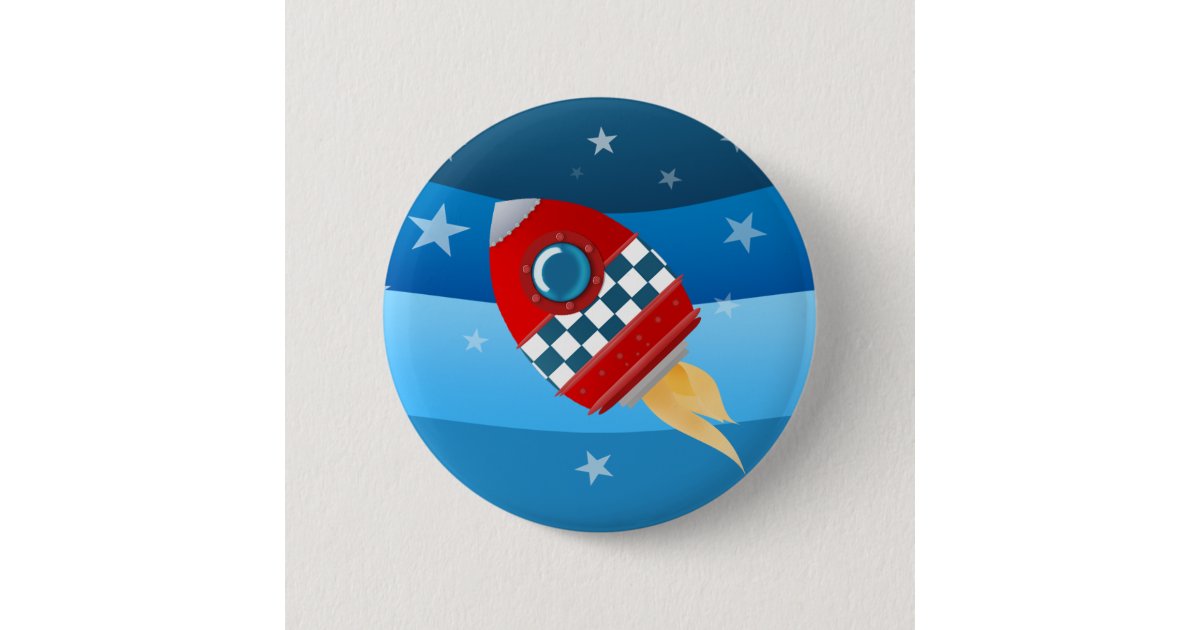Space rocket - button badge | Zazzle