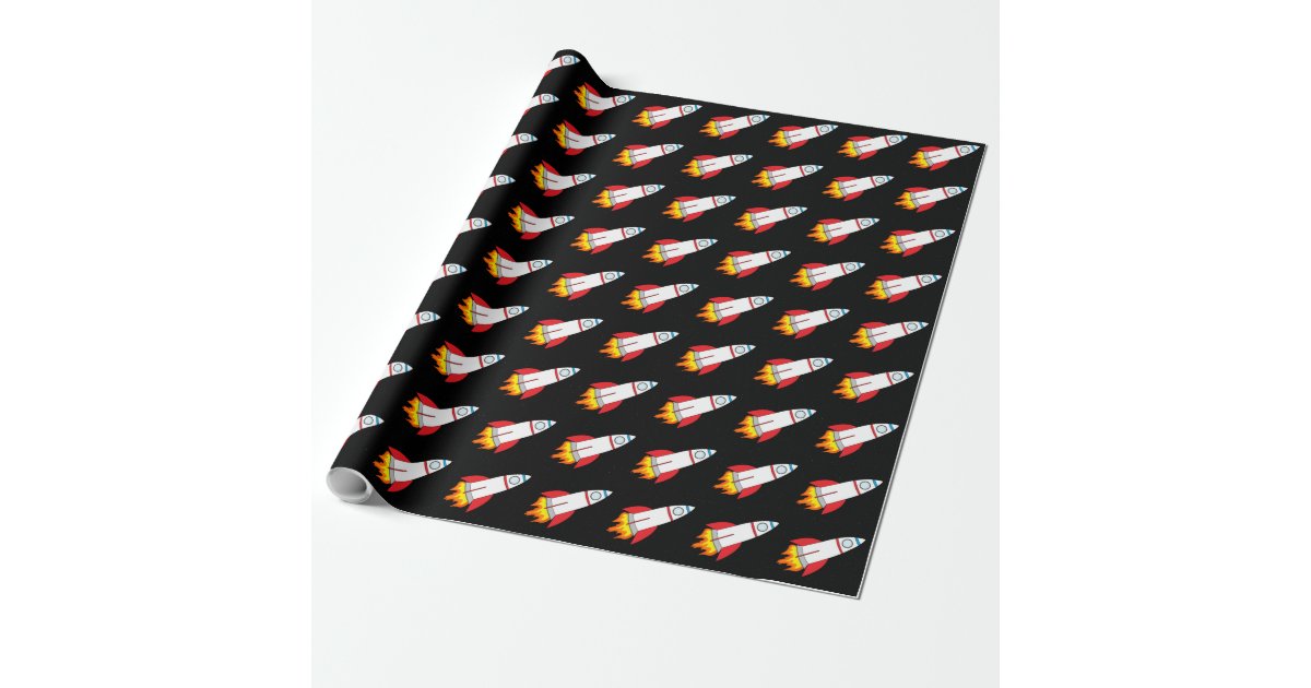 Space Rocket Children's Birthday Wrapping Paper | Zazzle