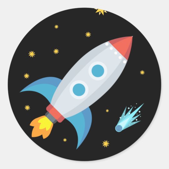 Space Rocket Emoji Classic Round Sticker | Zazzle.com