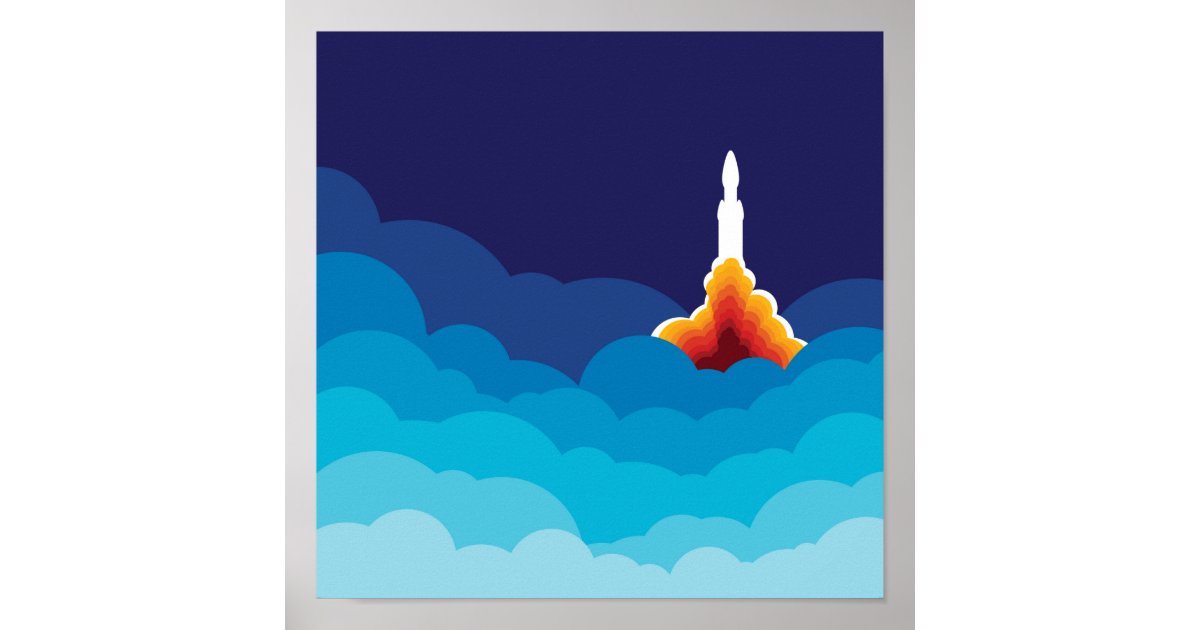 Space Rocket Launch Poster | Zazzle
