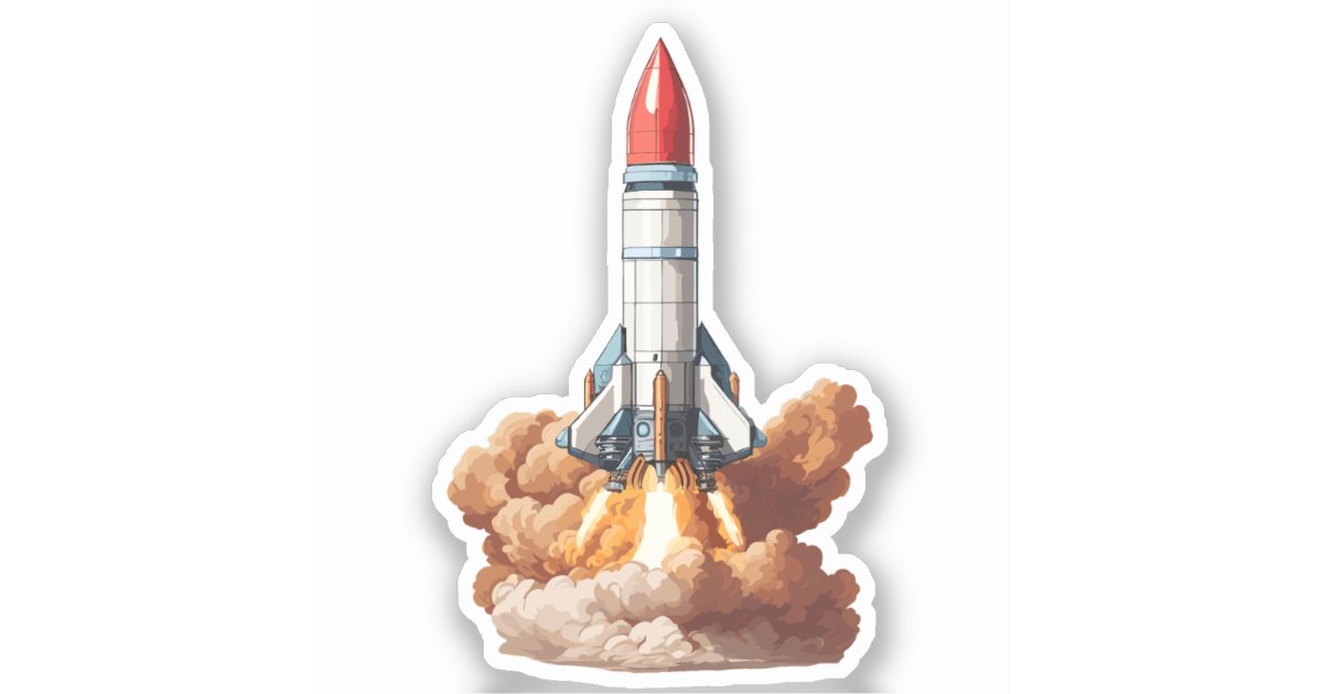 Space Rocket Launch Sticker | Zazzle