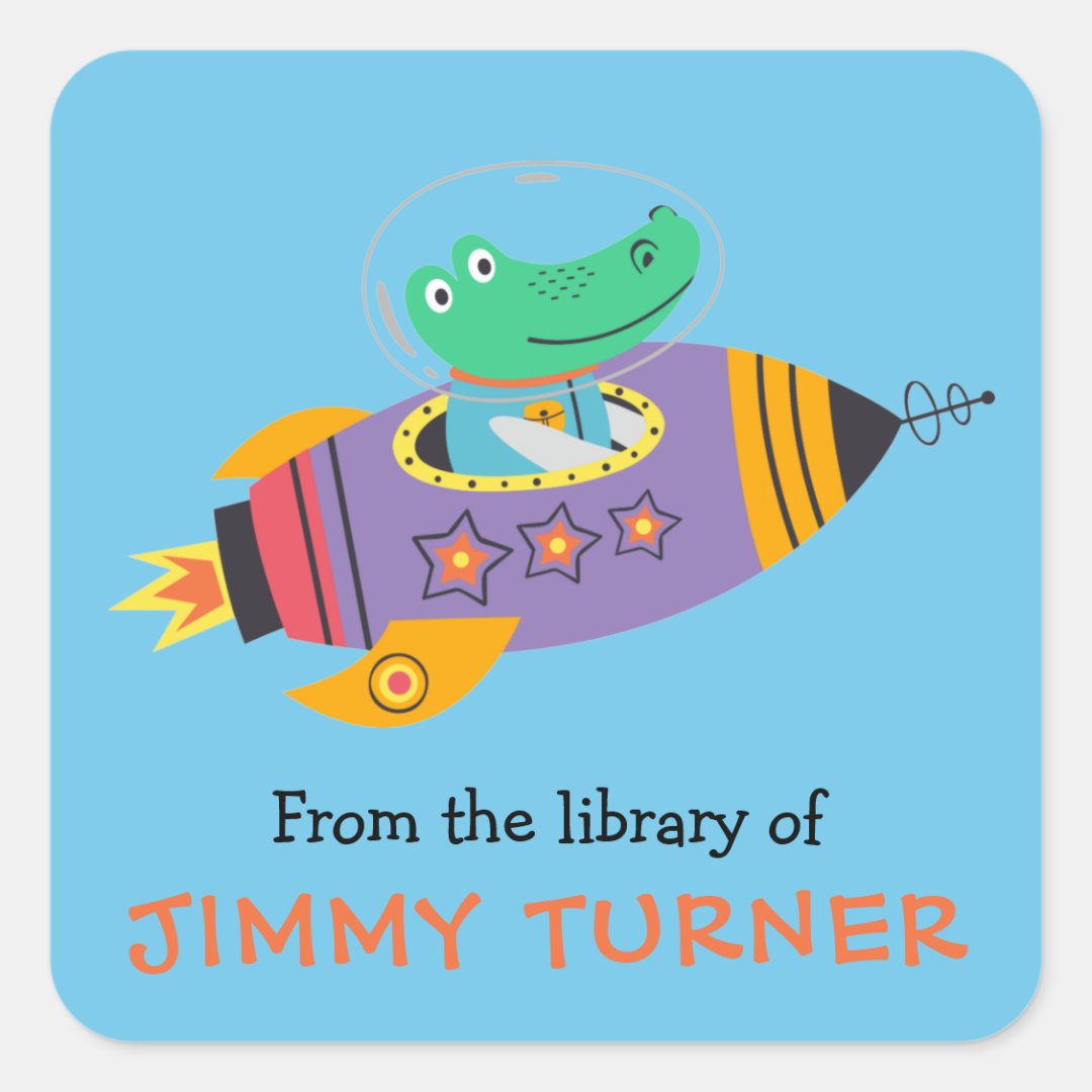 Space Rocket Library Bookplate | Zazzle