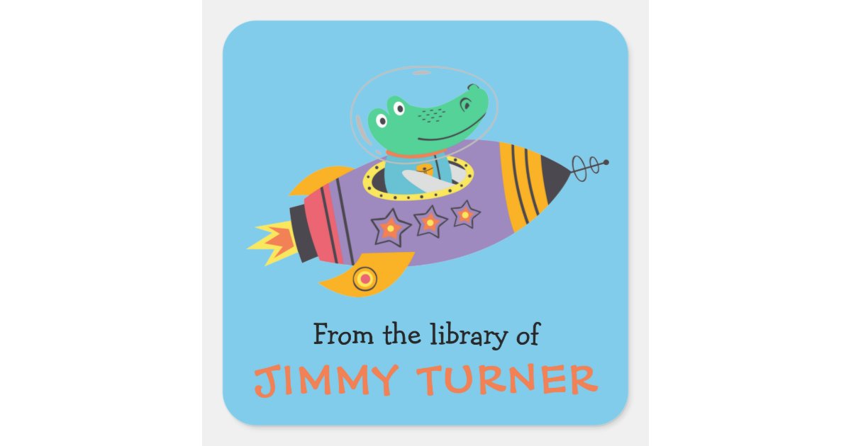 Space Rocket Library Bookplate | Zazzle