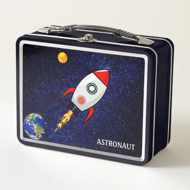 Space Rocket on the Galaxy Metal Lunch Box | Zazzle