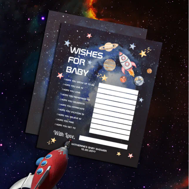 Space Rocket Planets Baby Shower Wishes for Baby | Zazzle