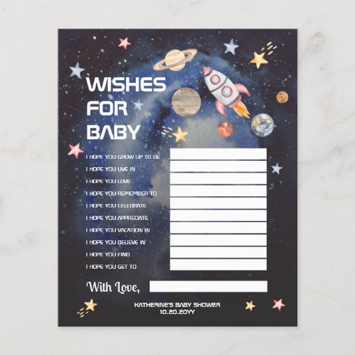 Space Rocket Planets Baby Shower Wishes for Baby | Zazzle