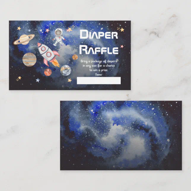 Space Rocket Planets Boy Baby Shower Diaper Raffle Enclosure Card | Zazzle