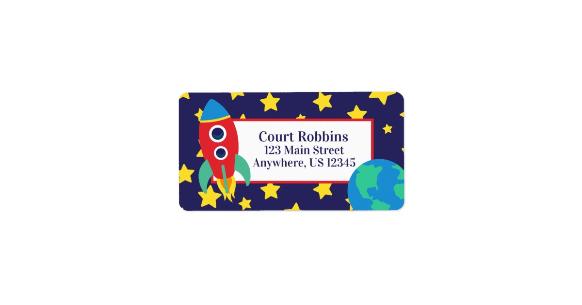 Space Rocket Return Address Labels | Zazzle
