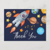 Space Rocket Ship Birthday Thank You Postcard | Zazzle