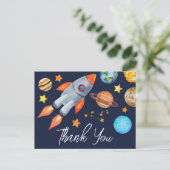 Space Rocket Ship Birthday Thank You Postcard | Zazzle
