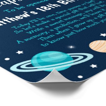 Space Rocket Ship Planet Time Capsule 1st Birthday Poster | Zazzle