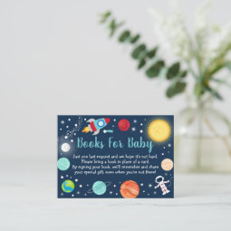 Space Rocket Ship Planets Baby Shower Book Request Enclosure Card | Zazzle