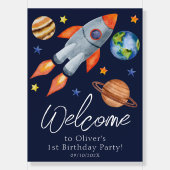 Space Rocket Ship Themed Birthday Welcome Foam Board | Zazzle