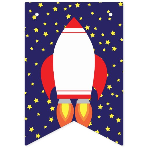 Space Rocket Star Ship Happy Birthday Banner | Zazzle