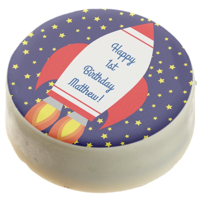Space Rocket Star Ship Kids 1st Birthday Chocolate Covered Oreo ...