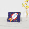 Space Rocket Star Ship Thank You 1st Birthday Card | Zazzle