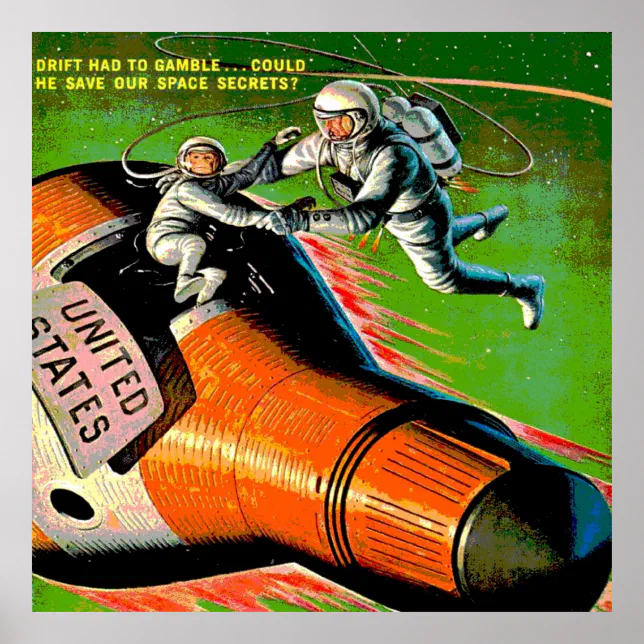 Space Sci Fi Comic Book Astronaut Monkey Vintage C Poster | Zazzle