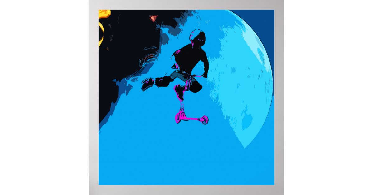Space Scootering - Stunt Scooter Boy Poster | Zazzle