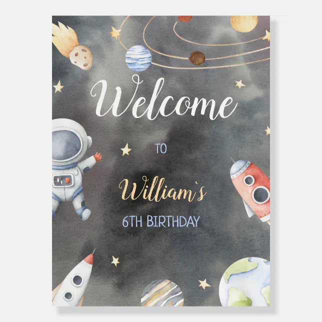 Space Ship Astronaut Welcome Sign Foam Boards | Zazzle