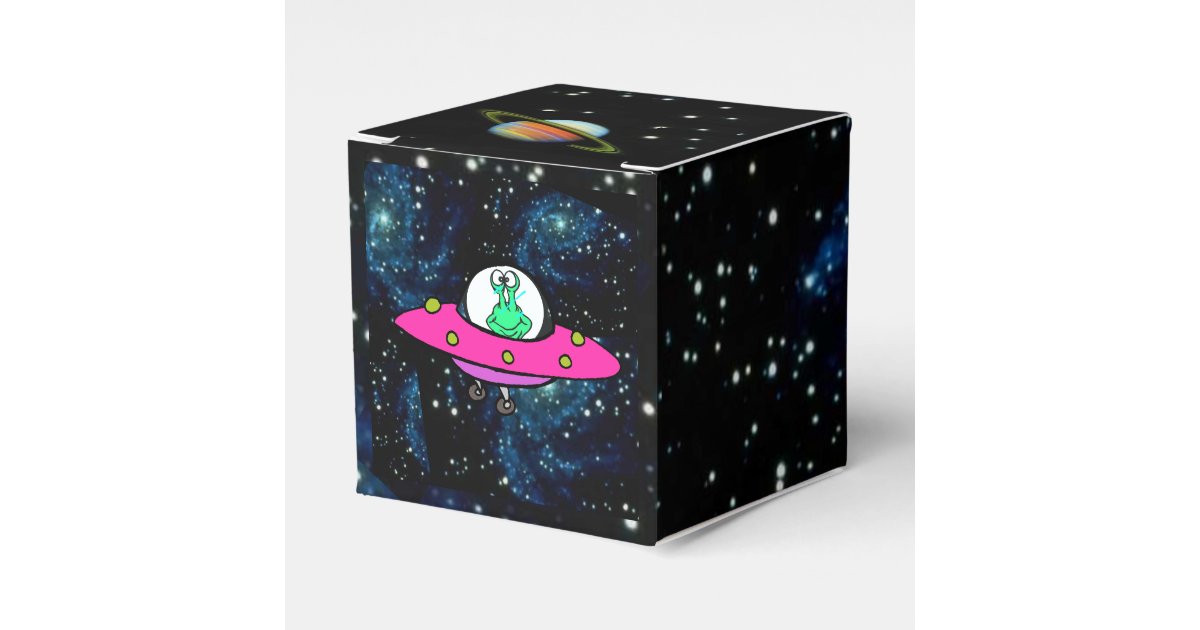Space Ship, Planets, & Alien On Funny Favor Box | Zazzle