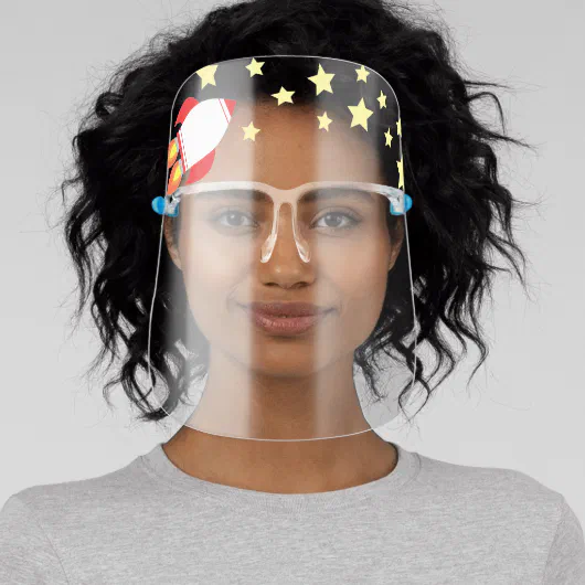 Space Ship Rockets Outer Space Astronauts Face Shield | Zazzle
