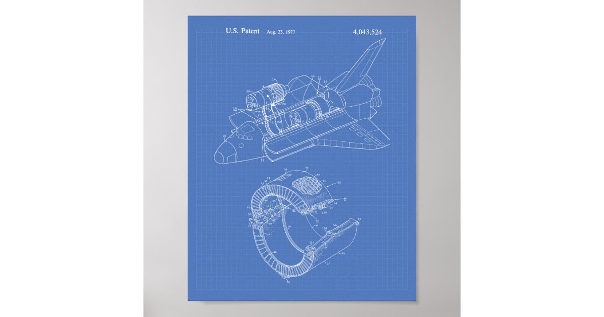 Space Shuttle 1977 Patent Art - Blueprint Poster | Zazzle