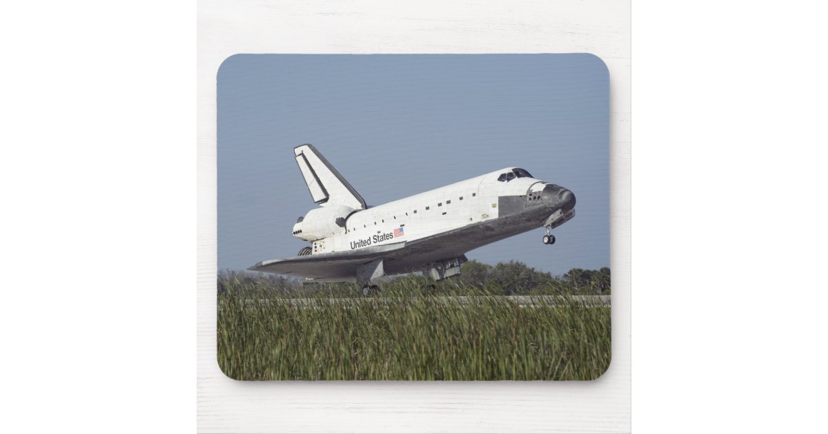 Space shuttle Atlantis touches down on Runway 3 Mouse Pad | Zazzle