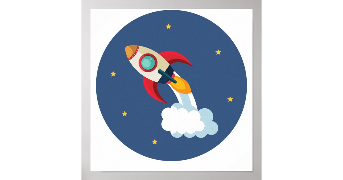 Space Shuttle Blast Off in a circle Left Poster | Zazzle