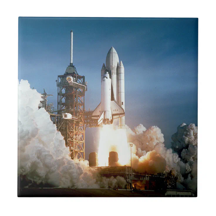 Space Shuttle Columbia Blasts Off Ceramic Tile | Zazzle