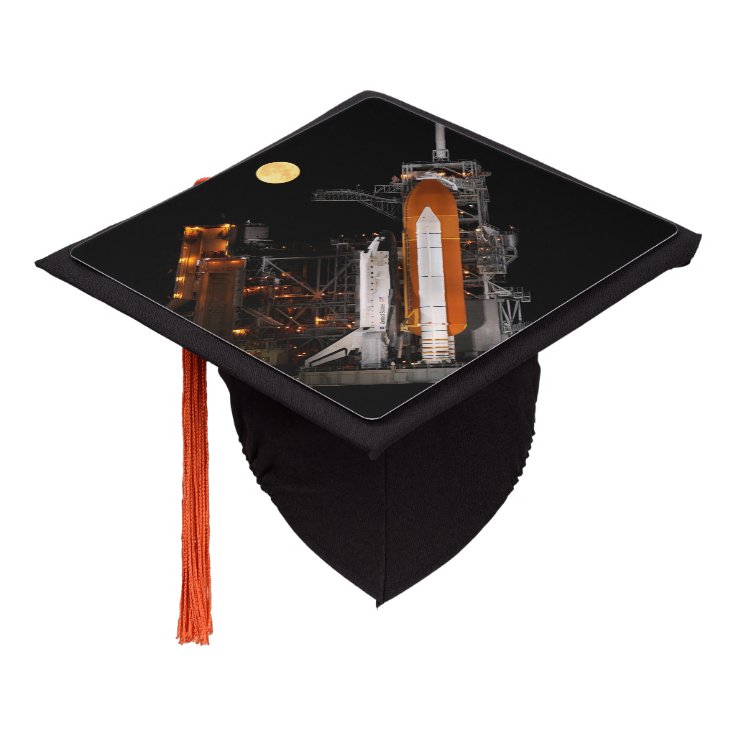 Space Shuttle Discovery and Moon Graduation Cap Topper | Zazzle