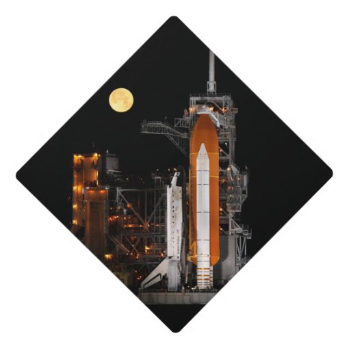 Space Shuttle Discovery and Moon Graduation Cap Topper | Zazzle