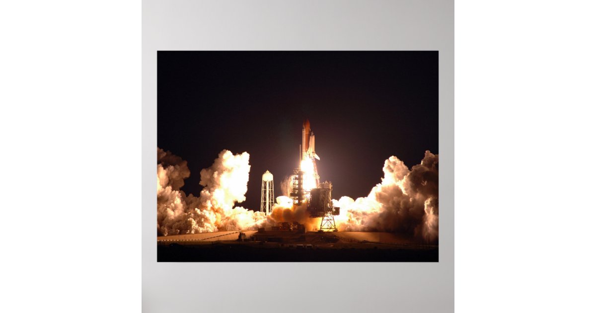 Space Shuttle Endeavor night lift-off Poster | Zazzle