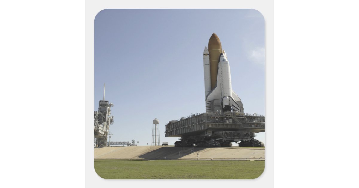 Space Shuttle Endeavour approaches the launch p Square Sticker | Zazzle