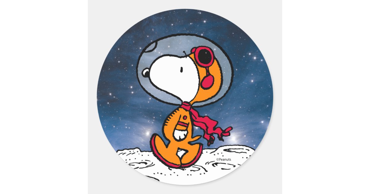 SPACE | Snoopy Astronaut Classic Round Sticker | Zazzle