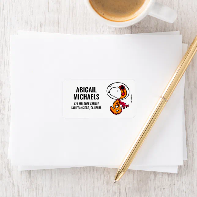 SPACE | Snoopy Astronaut Label | Zazzle