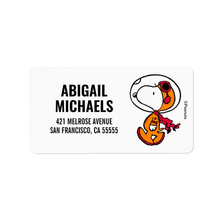 SPACE | Snoopy Astronaut Label | Zazzle
