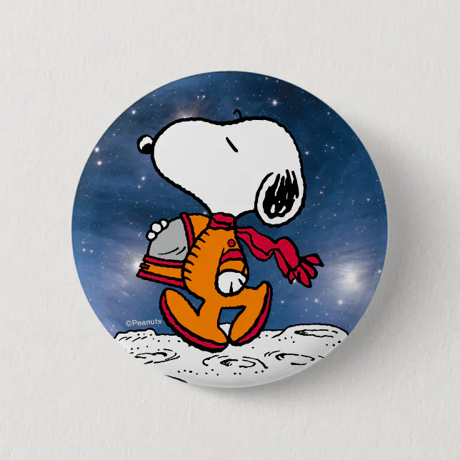 SPACE | Snoopy Button | Zazzle