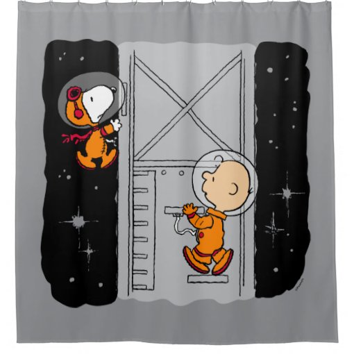 SPACE | Snoopy & Charlie Brown Shower Curtain | Zazzle