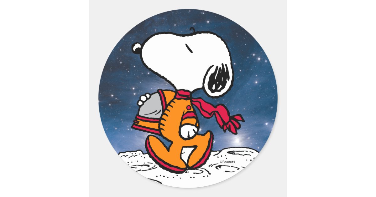 SPACE | Snoopy Classic Round Sticker | Zazzle