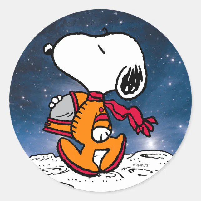 SPACE | Snoopy Classic Round Sticker | Zazzle