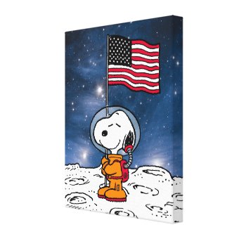 SPACE | Snoopy With Flag Astronaut Canvas Print | Zazzle