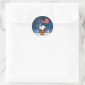 SPACE | Snoopy With Flag Astronaut Classic Round Sticker | Zazzle