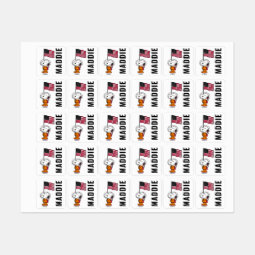 SPACE | Snoopy With Flag Astronaut Kids' Labels | Zazzle