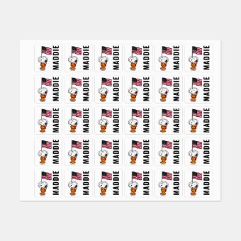 SPACE | Snoopy With Flag Astronaut Kids' Labels | Zazzle