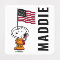 SPACE | Snoopy With Flag Astronaut Kids' Labels | Zazzle