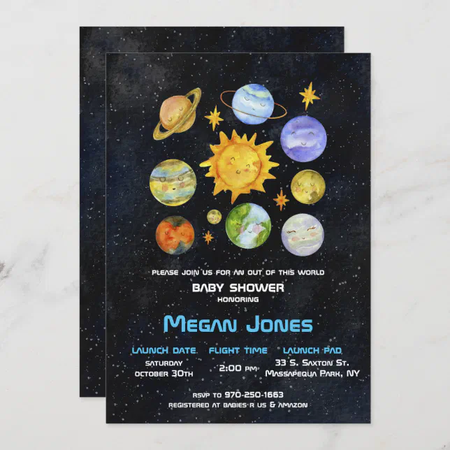 Space | Solar System Baby Shower Invitation | Zazzle