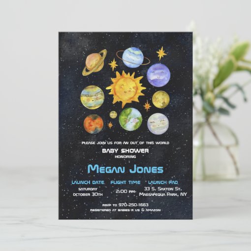 Space | Solar System Baby Shower Invitation | Zazzle