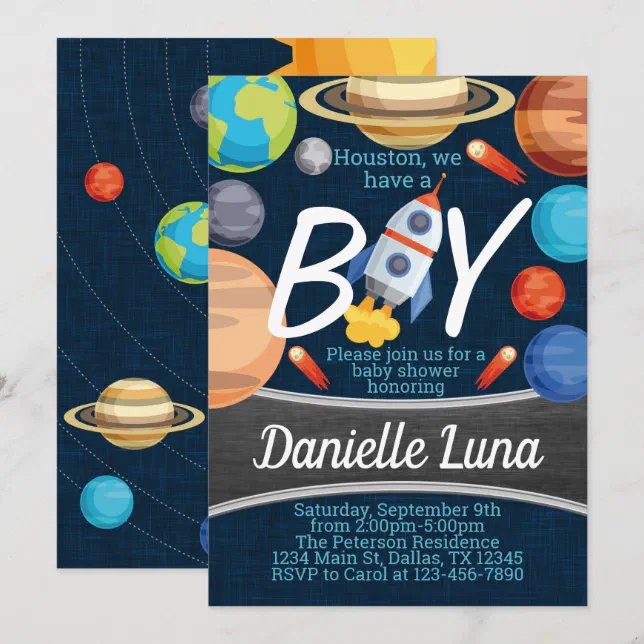 Space Solar System Baby Shower Invitation | Zazzle