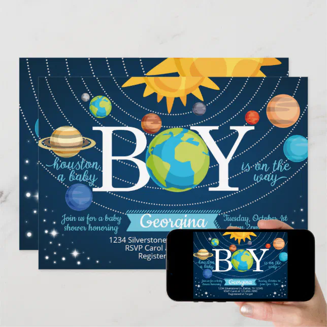 Space Solar System Baby Shower Invitation Invite | Zazzle